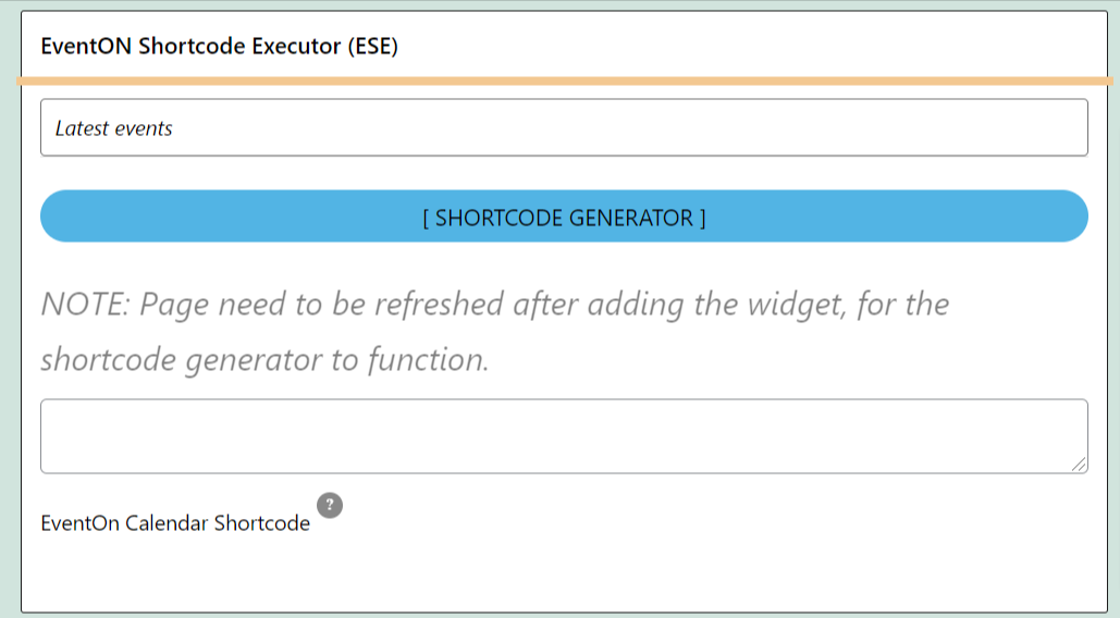 How To Use the EventON Shortcode Executor(ESE) Widget - Documentation