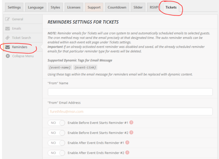 How to setup reminders for Tickets - Documentation