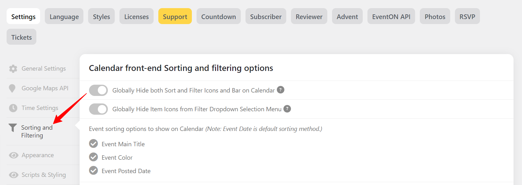 How To Set Up and Use the Filter Bar on Calendars - Documentation