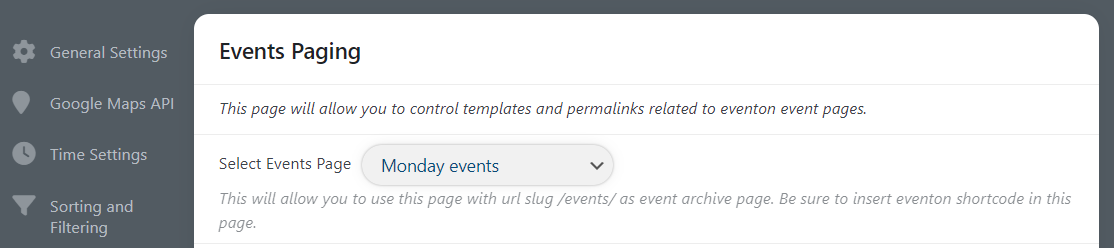 How to customize Events archive page - Documentation