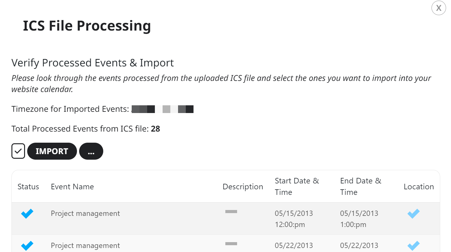 How To Use the ICS Import Tool - Documentation